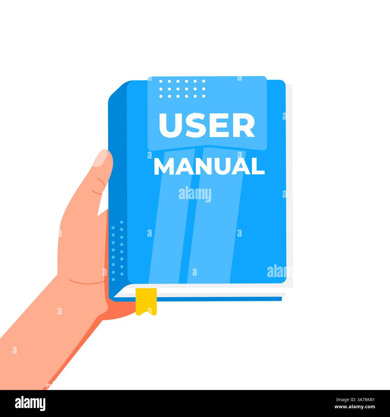 Hand holding user manual book for product usage and instructions Stock ...