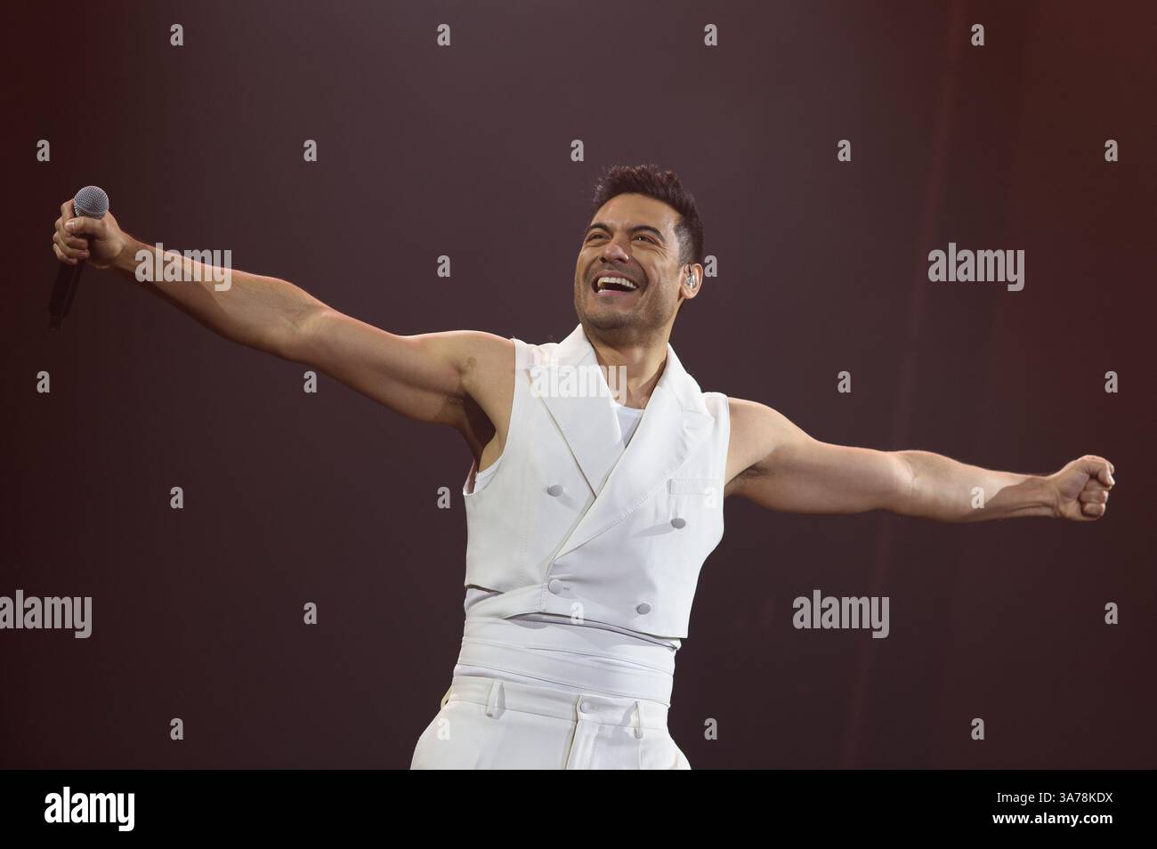 Mexican singer Carlos Rivera performs during a concert at the Movistar Arena in Madrid on March ...