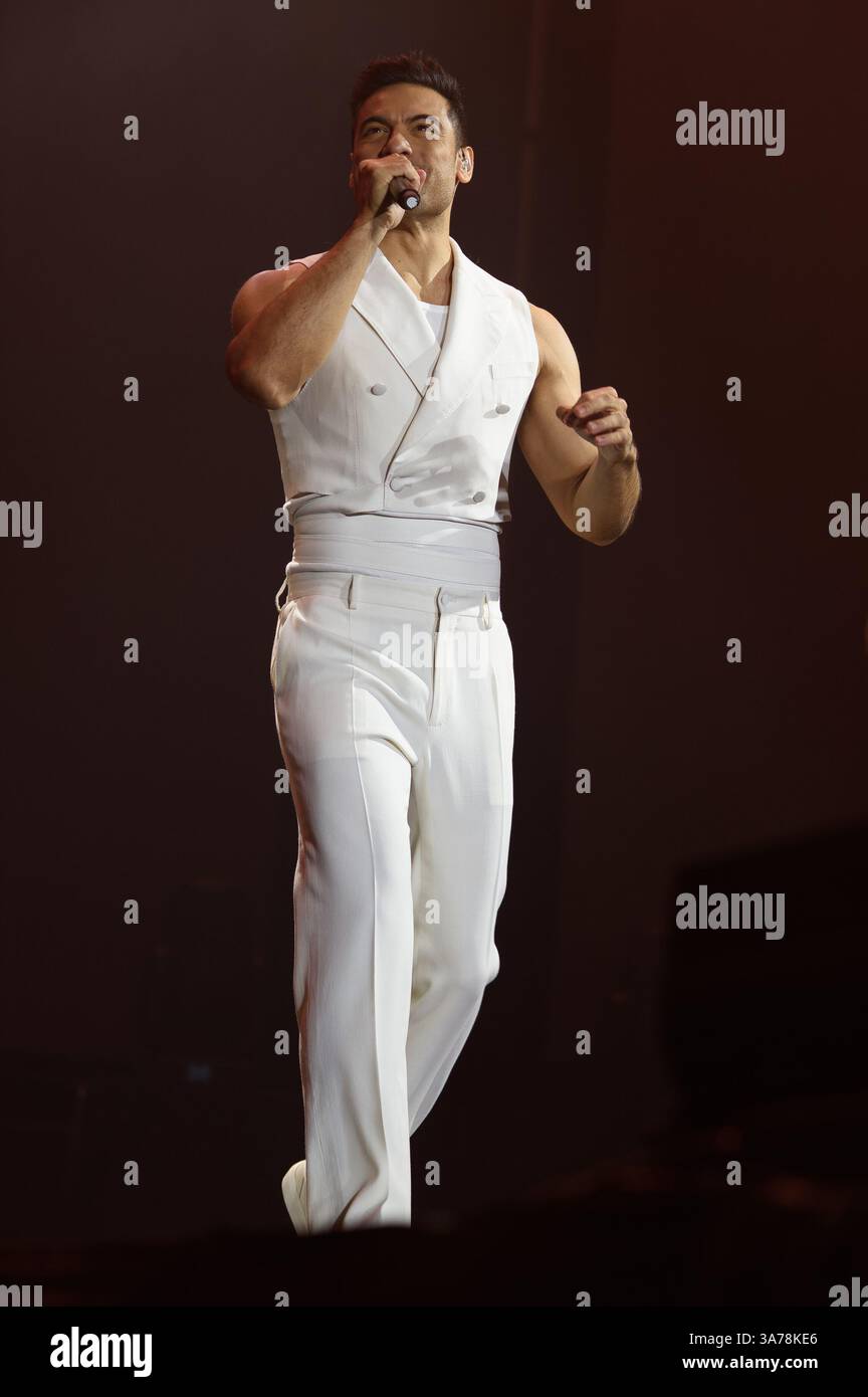 Mexican singer Carlos Rivera performs during a concert at the Movistar Arena in Madrid on March ...