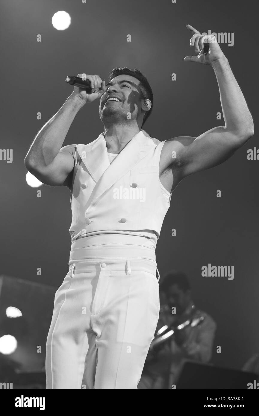 Mexican singer Carlos Rivera performs during a concert at the Movistar Arena in Madrid on March ...