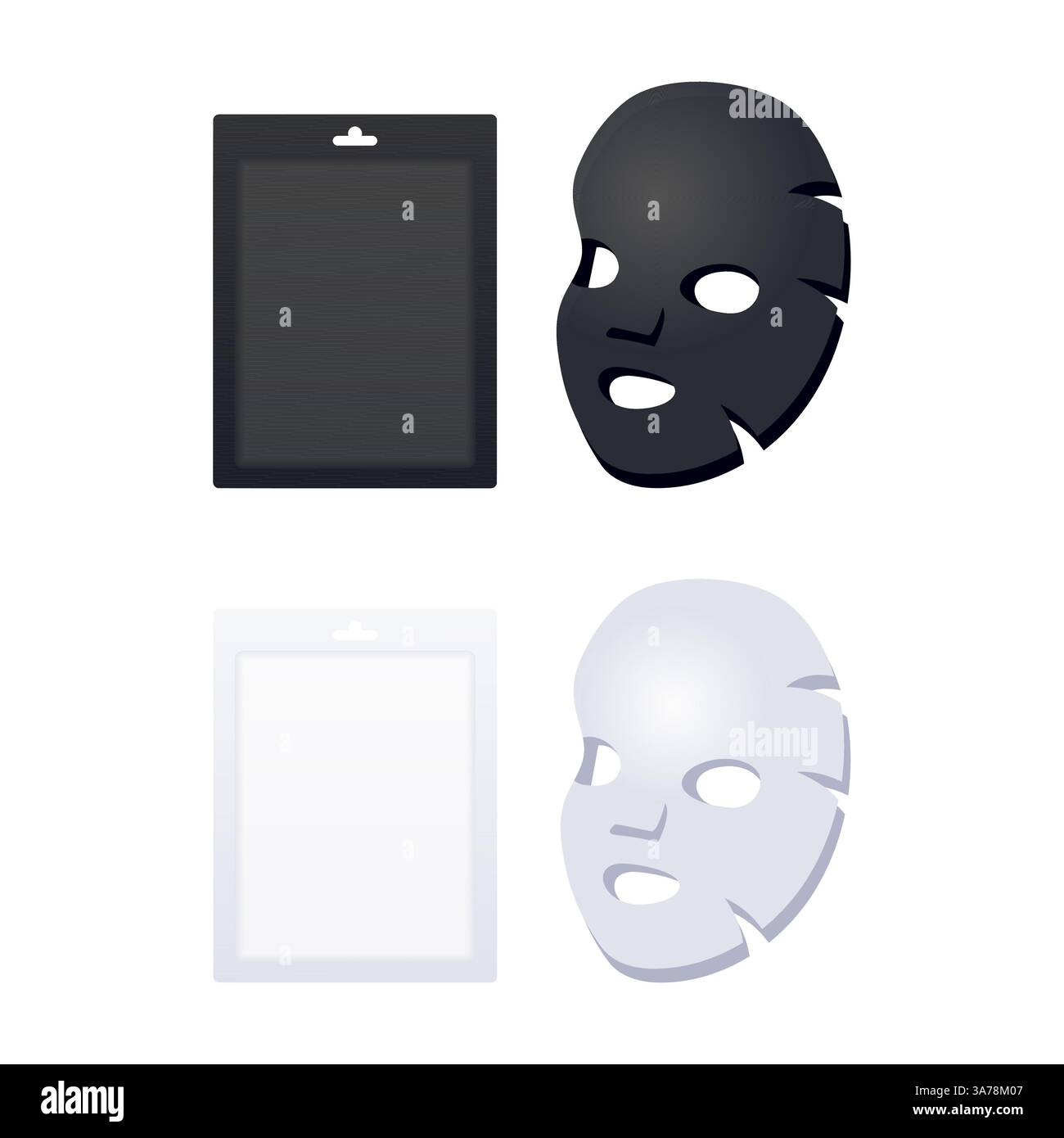 Black and white facial sheet masks with packaging mockup Stock Vector ...