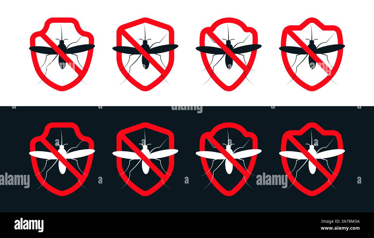 Stop mosquito signs showing protection against mosquitoes and malaria ...