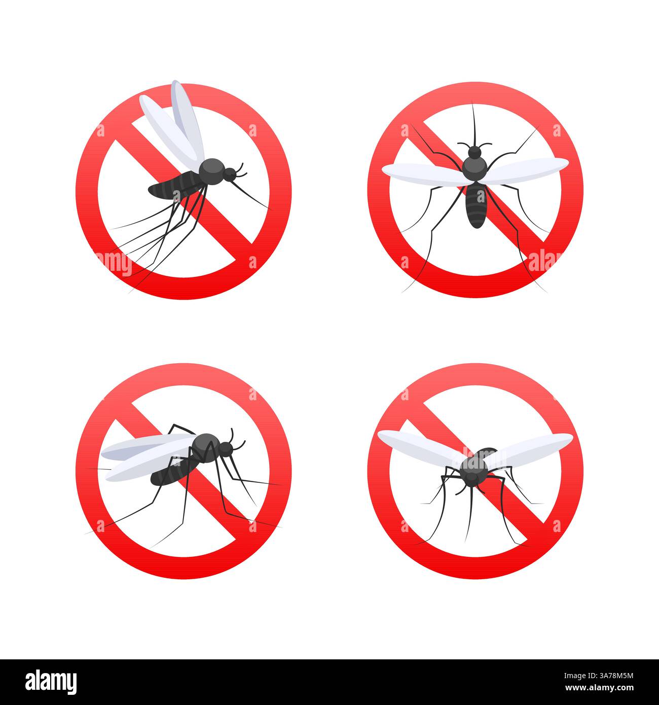 Stop sign crossing out mosquito showing malaria and zika virus ...