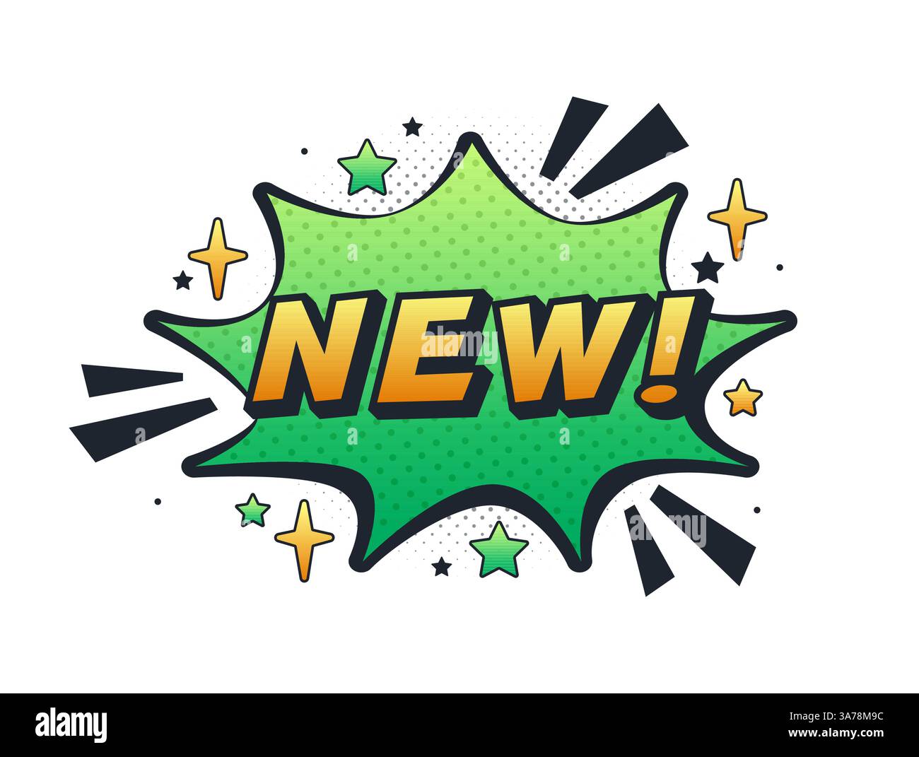 Green comic speech bubble announcing something new Stock Vector Image & Art - Alamy