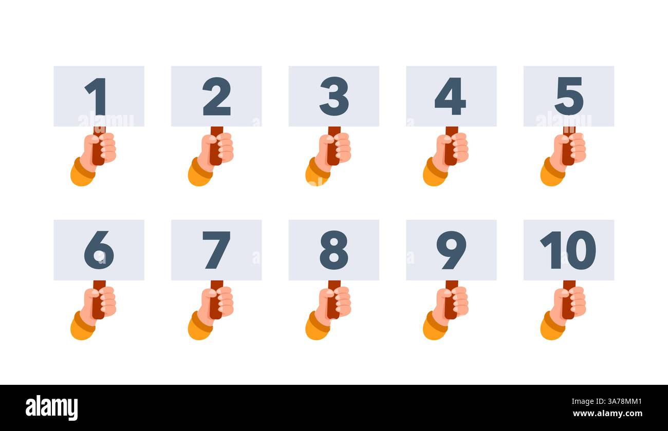 Hands holding scorecard numbers one to ten Stock Vector Image & Art - Alamy
