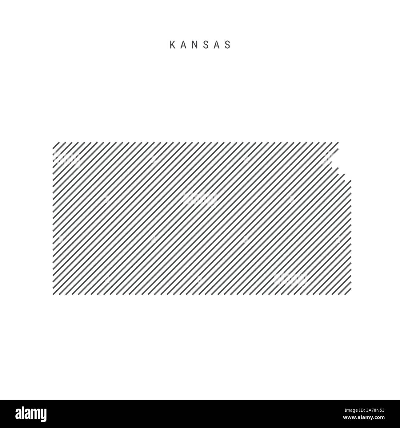 Kansas map from pattern of black slanted parallel lines. US state map ...