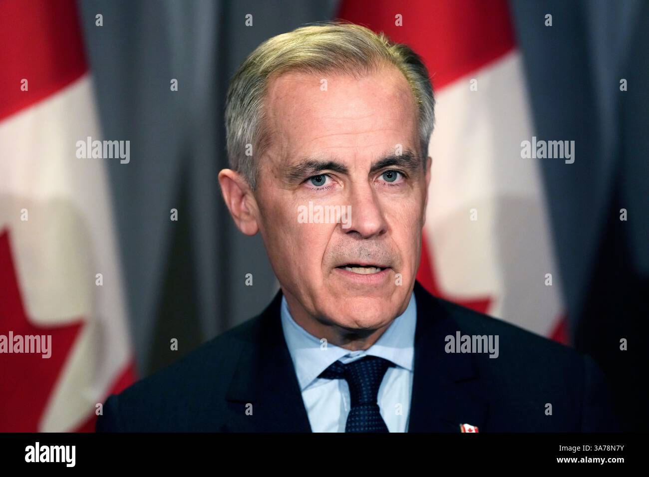 Kitchener, Canada. 26th Mar, 2025. Prime Minister Mark Carney speaks ...