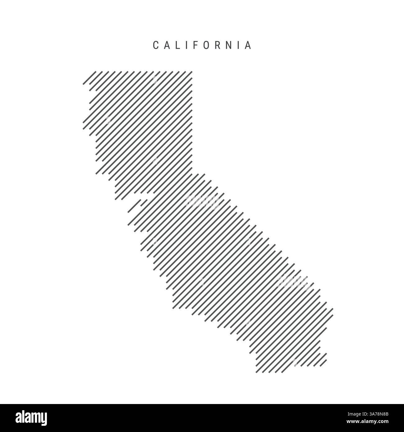 California map from pattern of black slanted parallel lines. US state ...