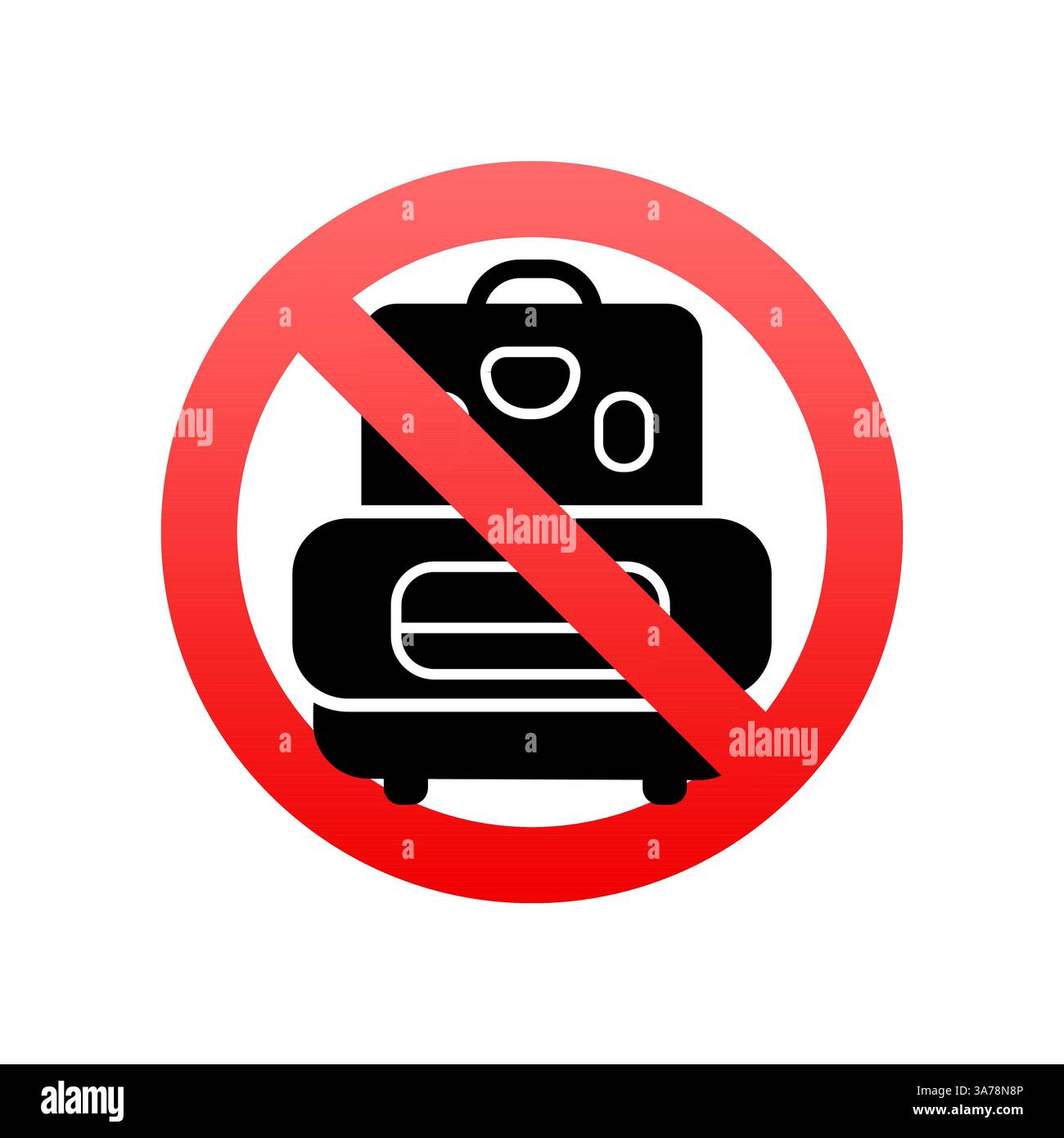 Red Prohibition Sign crossing over baggage, prohibiting luggage Stock ...