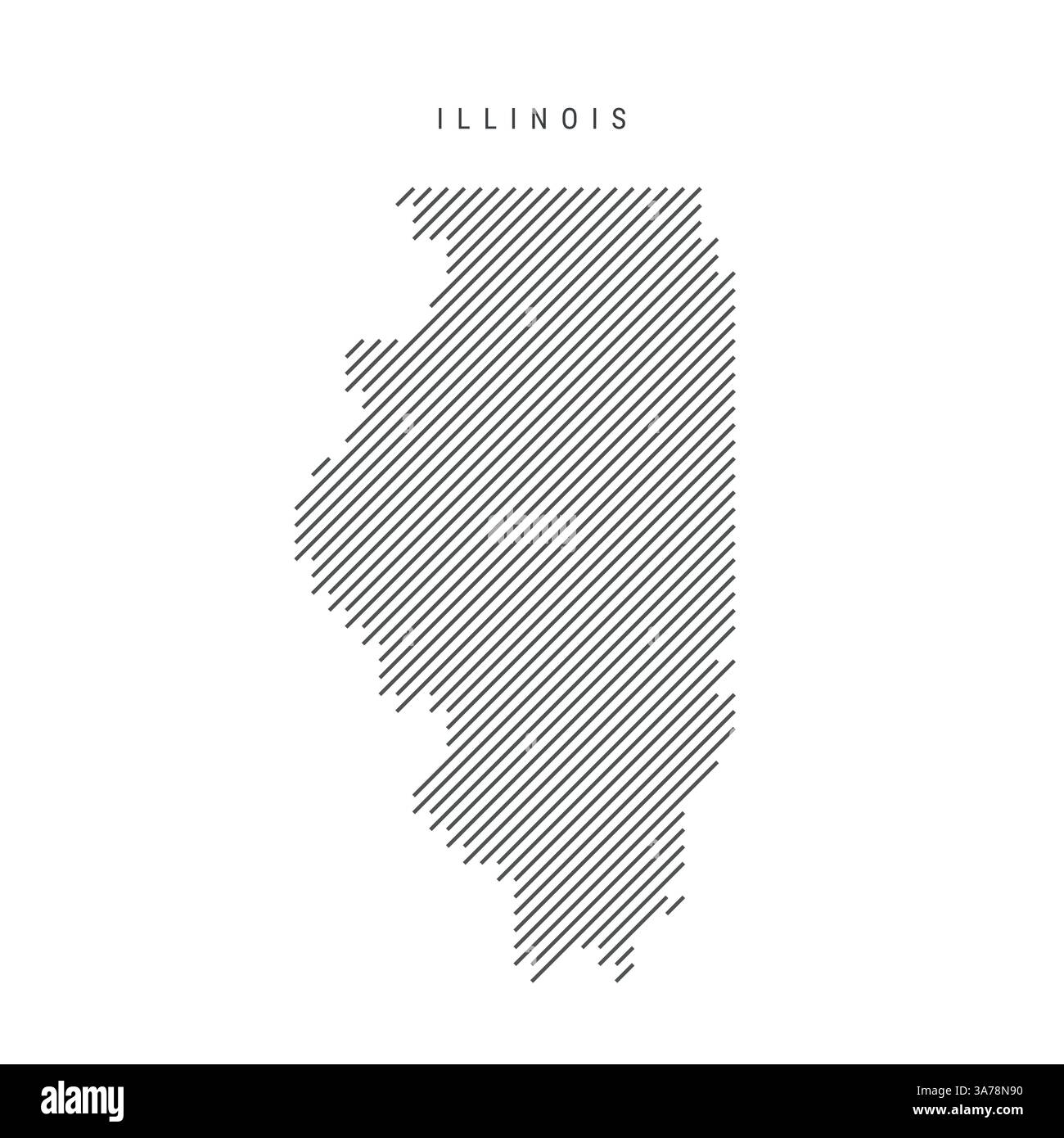 Illinois map from pattern of black slanted parallel lines. US state map ...