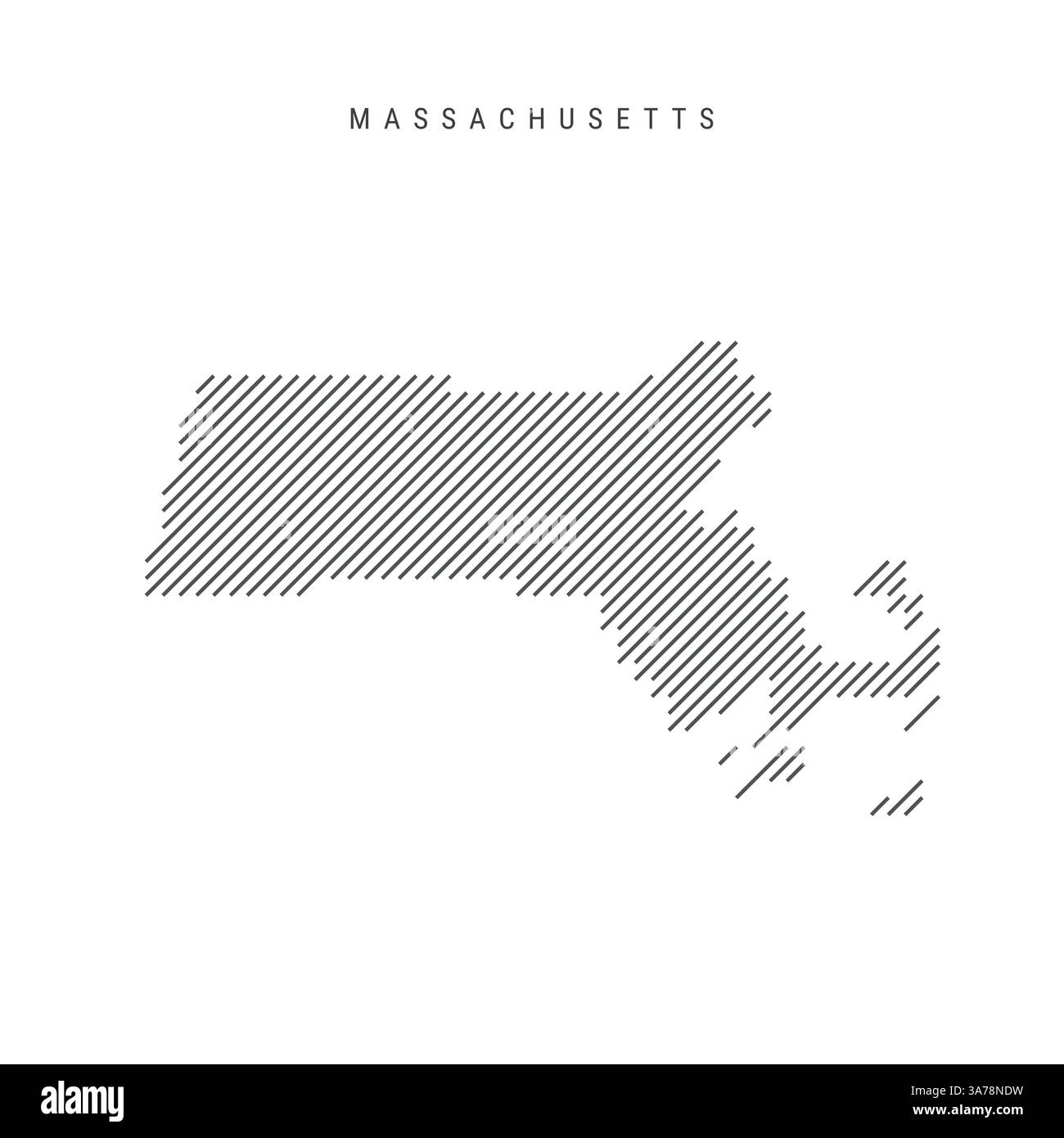Massachusetts map from pattern of black slanted parallel lines. US ...