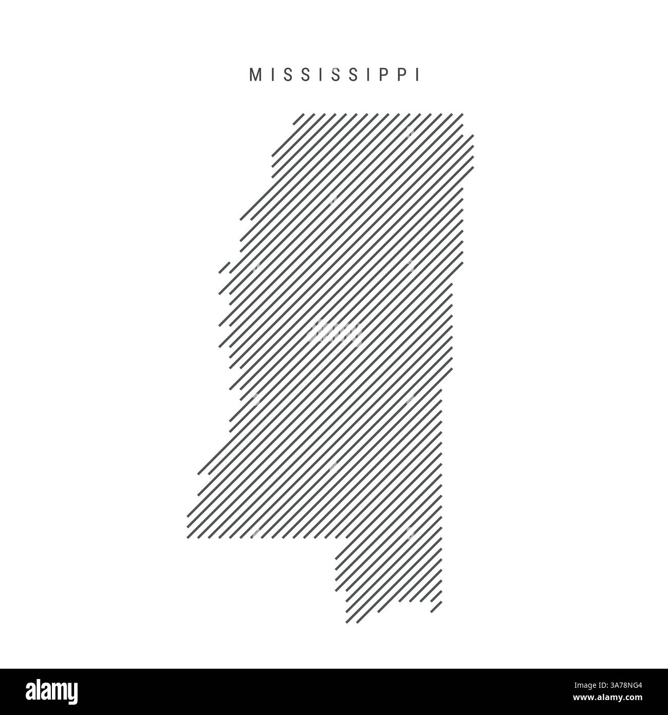 Mississippi map from pattern of black slanted parallel lines. US state ...