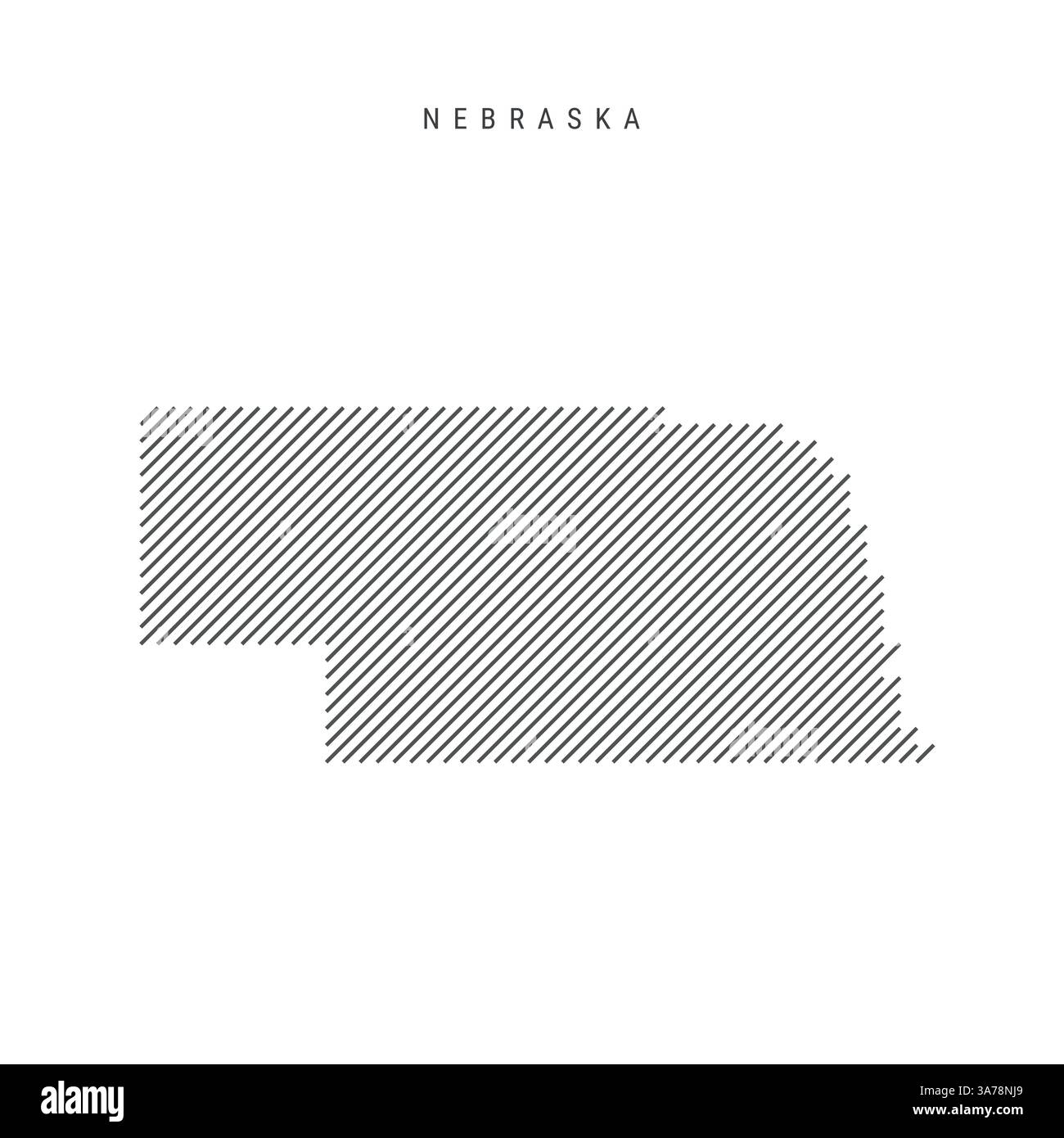 Nebraska map from pattern of black slanted parallel lines. US state map ...