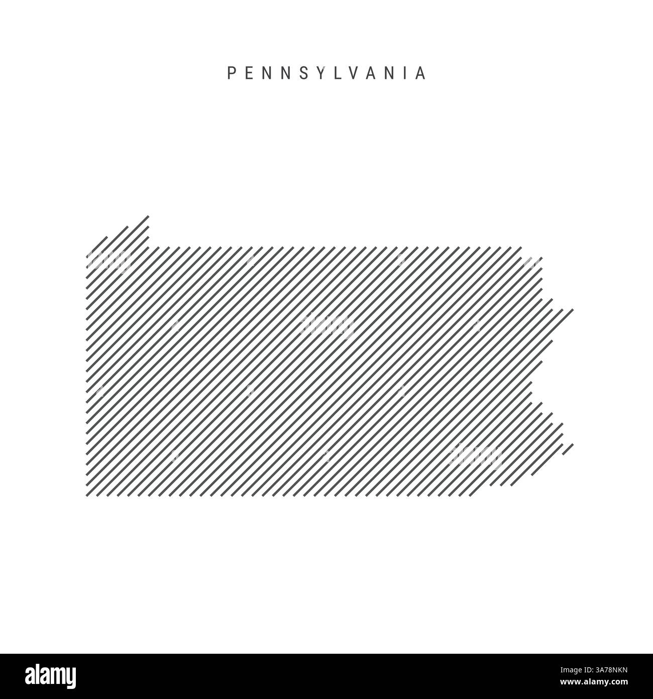 Pennsylvania map from pattern of black slanted parallel lines. US state ...