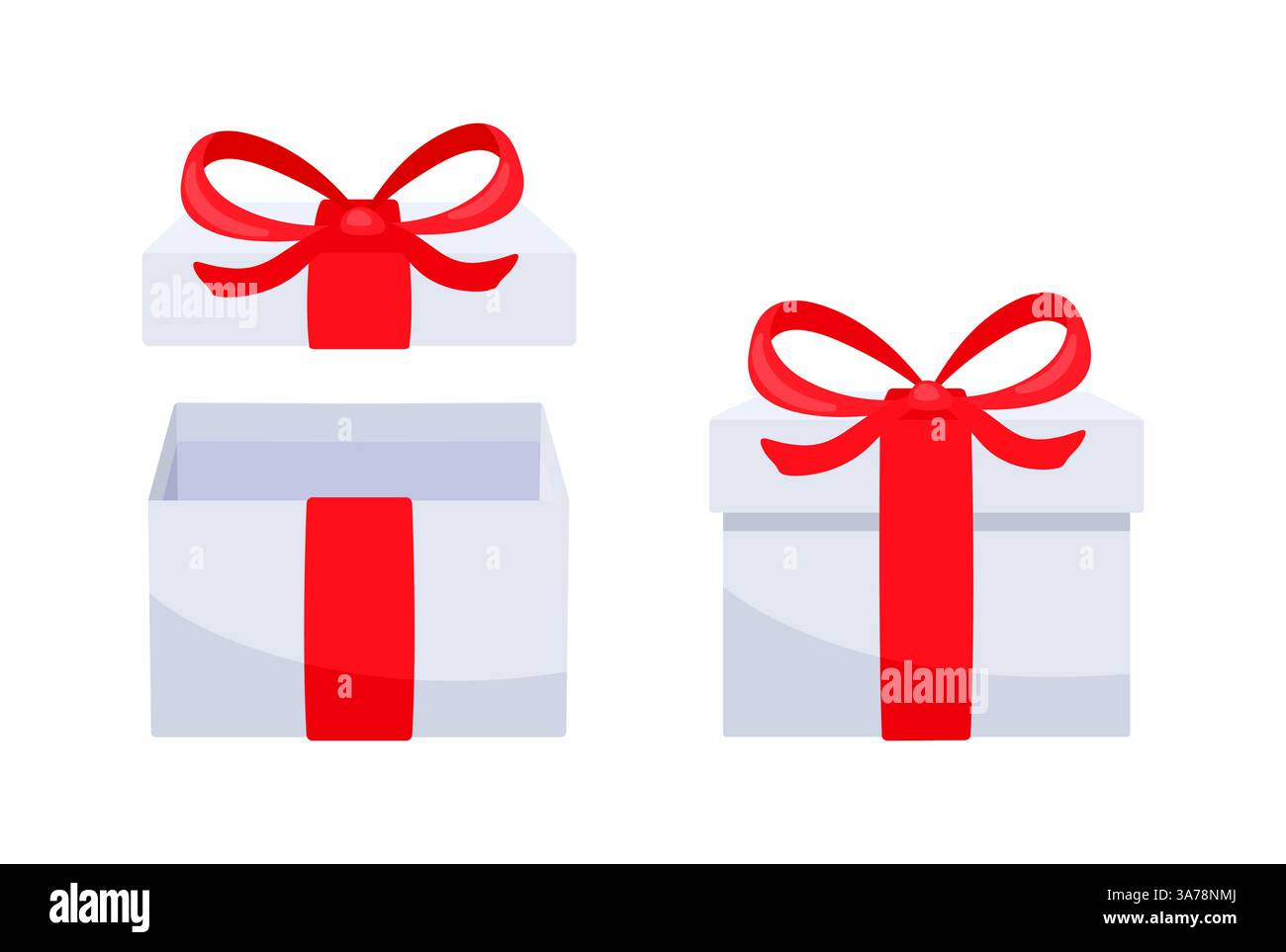 White gift boxes with red ribbons are waiting to be opened Stock Vector ...