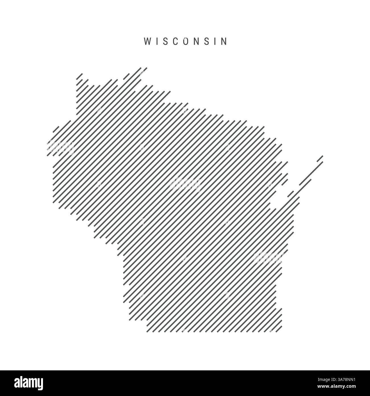 Wisconsin map from pattern of black slanted parallel lines. US state ...
