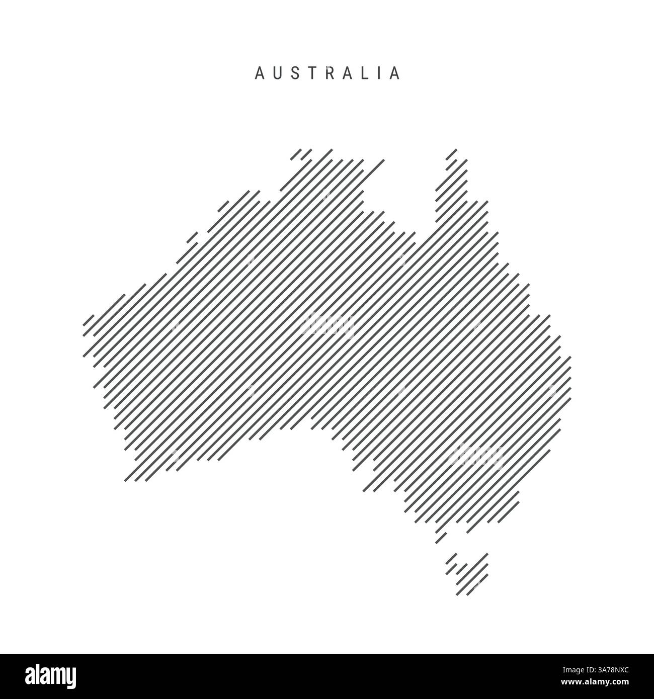 Australia map from pattern of black slanted parallel lines. Continent ...