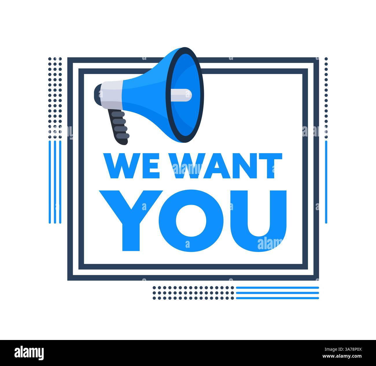 Megaphone Announcing We Want You Inside a Square Frame Stock Vector ...