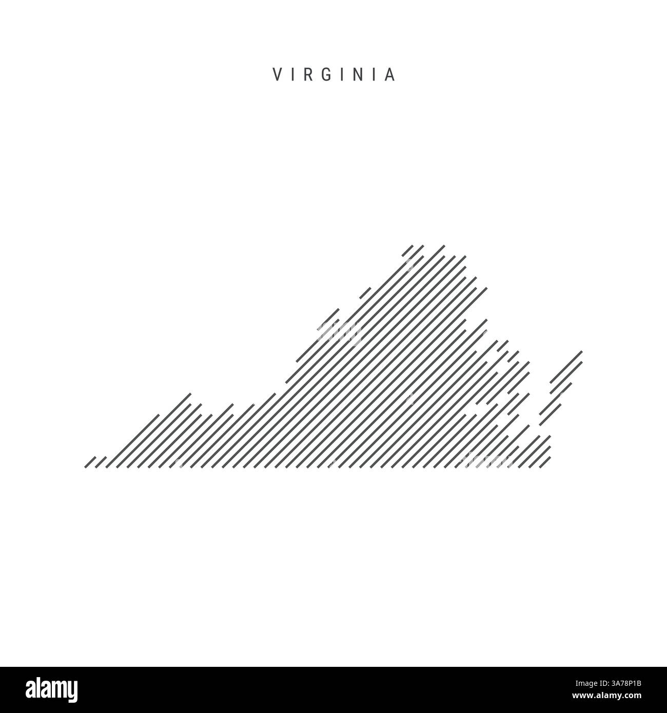 Virginia map from pattern of black slanted parallel lines. US state map ...