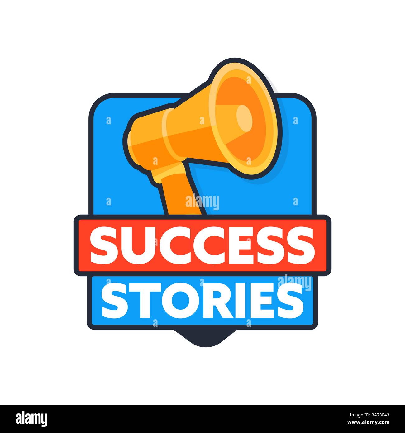 Megaphone Announcing Success Stories on a Badge Stock Vector Image ...