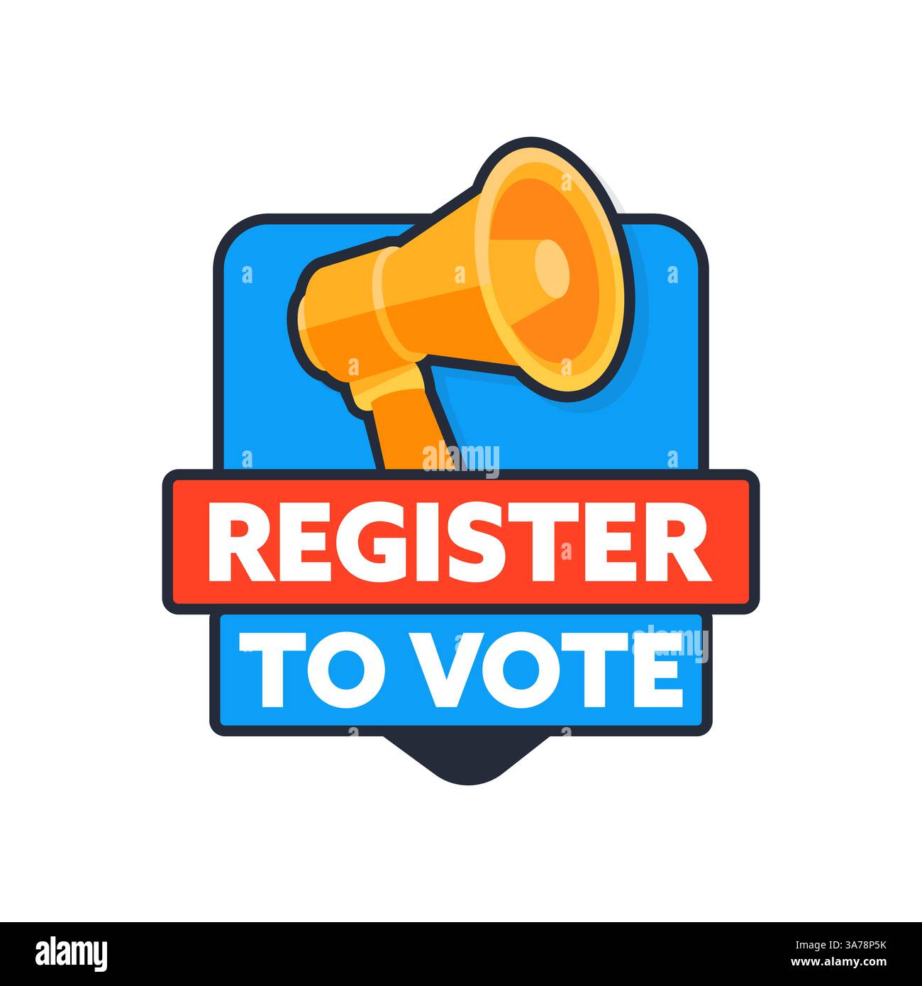 Register to vote sign with megaphone promoting democratic participation ...