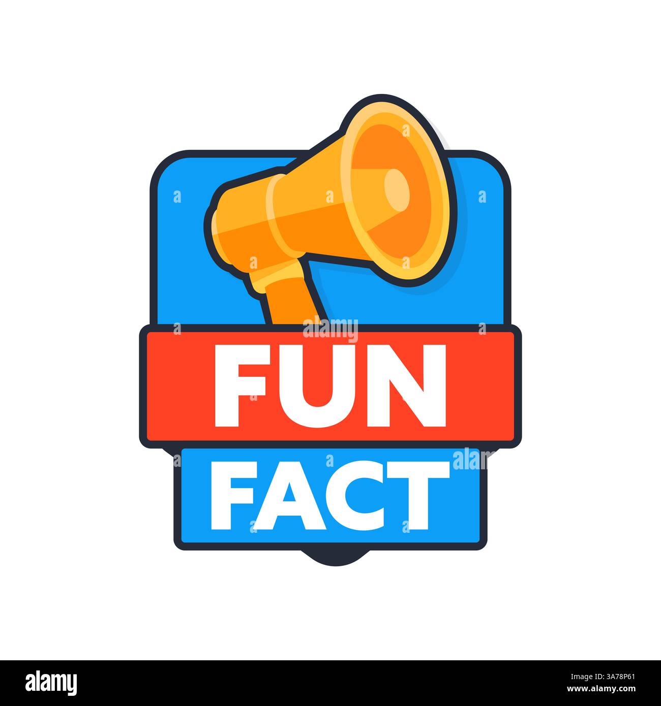 Fun fact sign with megaphone and blue and red label Stock Vector Image ...
