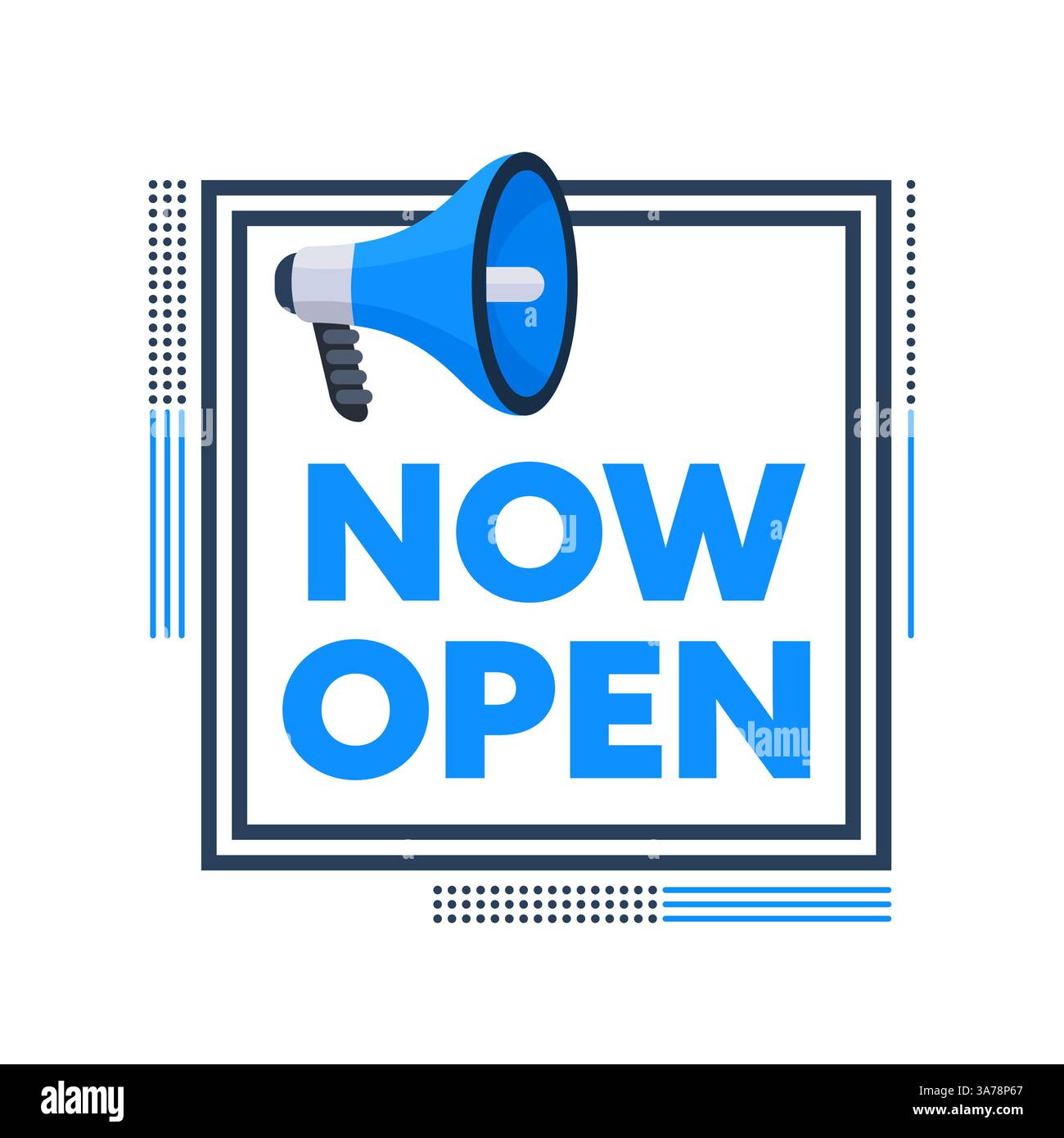 Now open announcement megaphone hi-res stock photography and images - Alamy