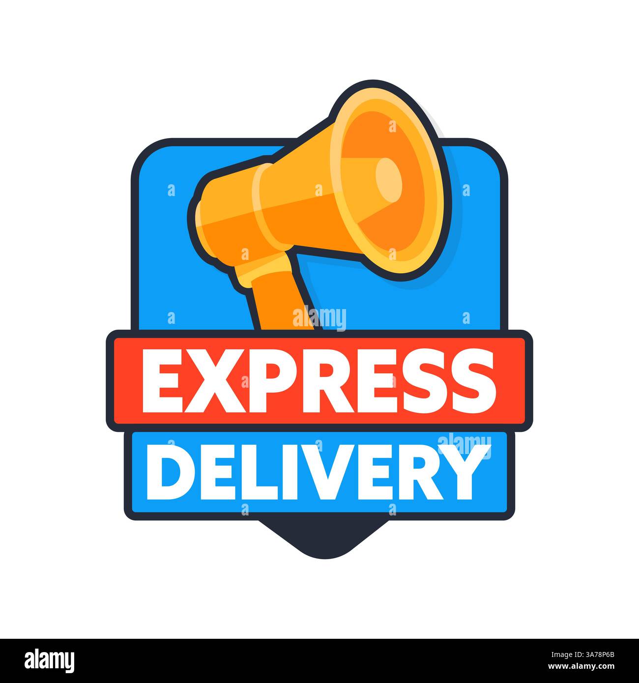 Express delivery logo featuring megaphone making an announcement Stock ...