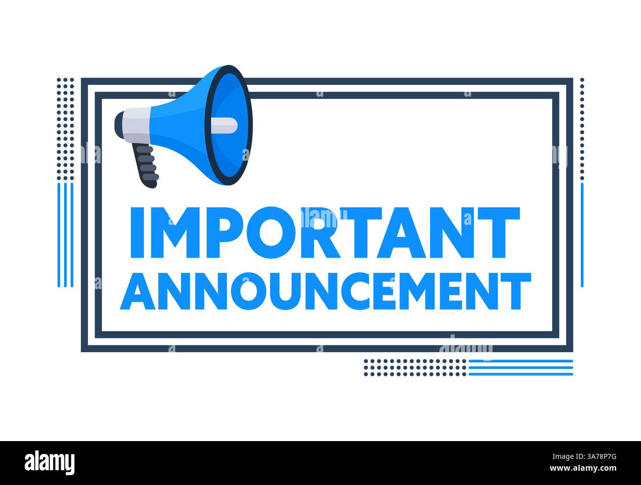 Megaphone Announcing Important Announcement Inside Blue Frame Stock ...