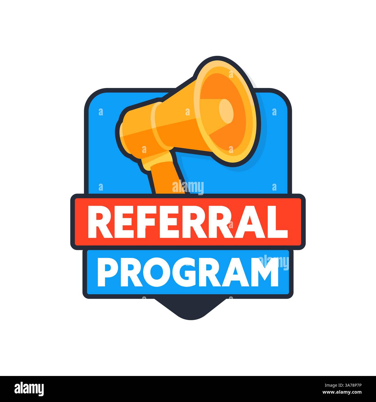 Referral program badge with megaphone promoting marketing strategy ...