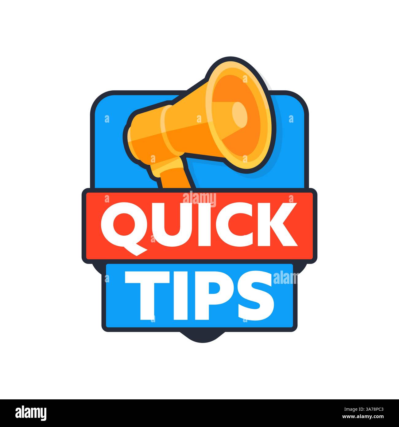Megaphone Announcing Quick Tips inside a Badge Stock Vector Image & Art ...