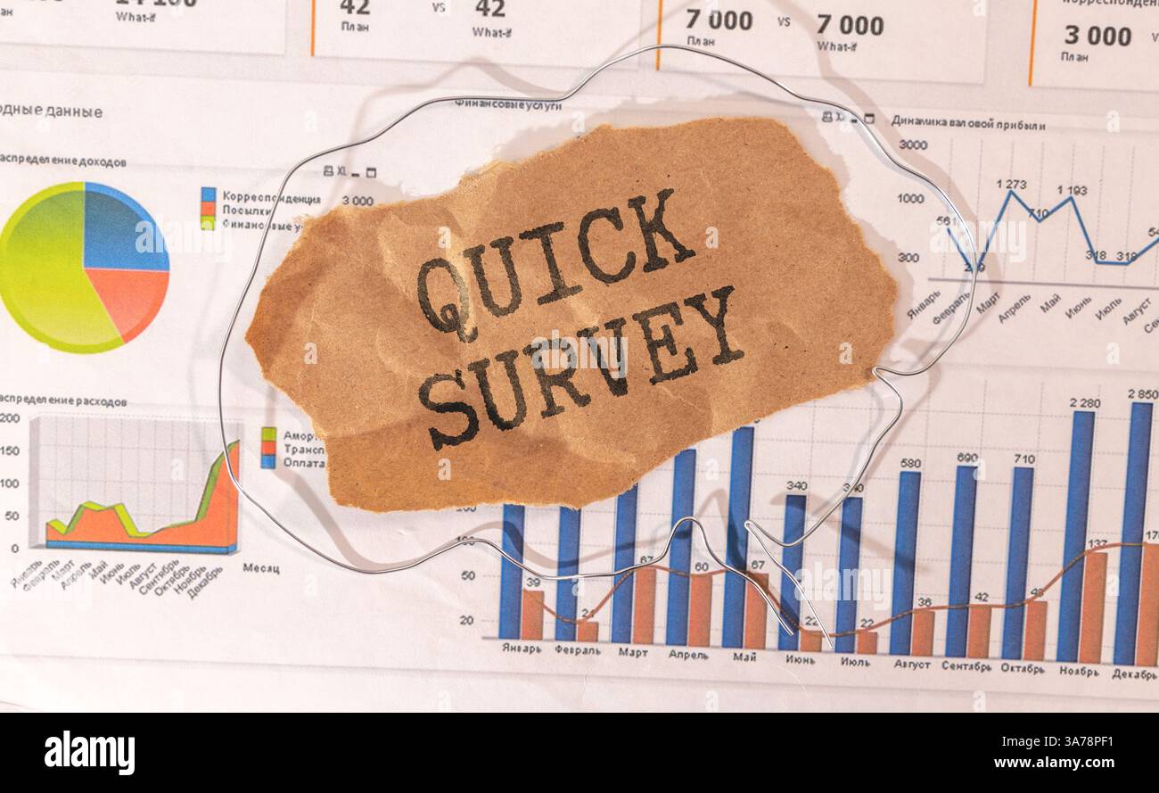 Quick Survey text written on a notebook with pencils Stock Photo - Alamy