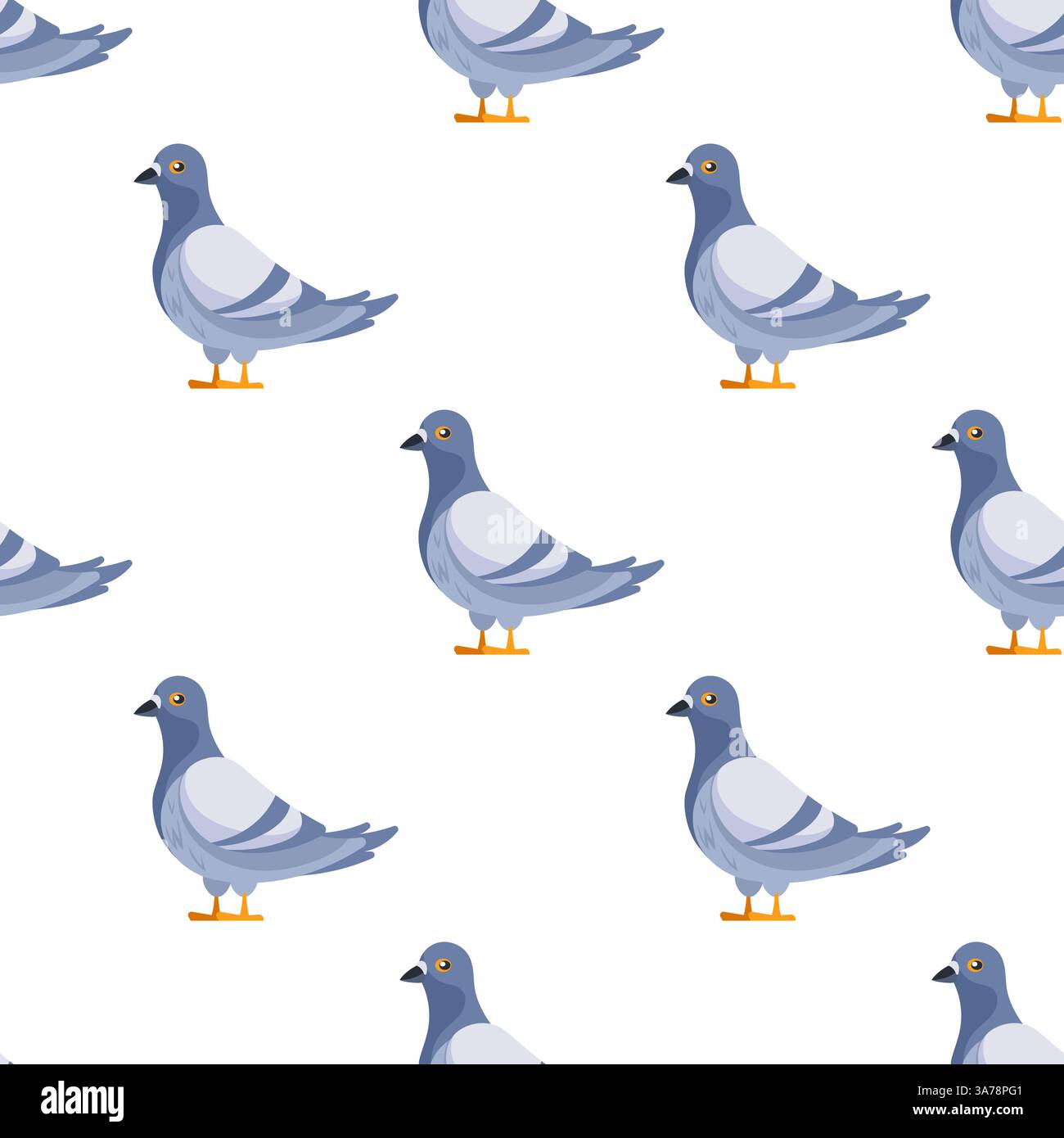 Seamless pattern of pigeons standing on white background Stock Vector ...