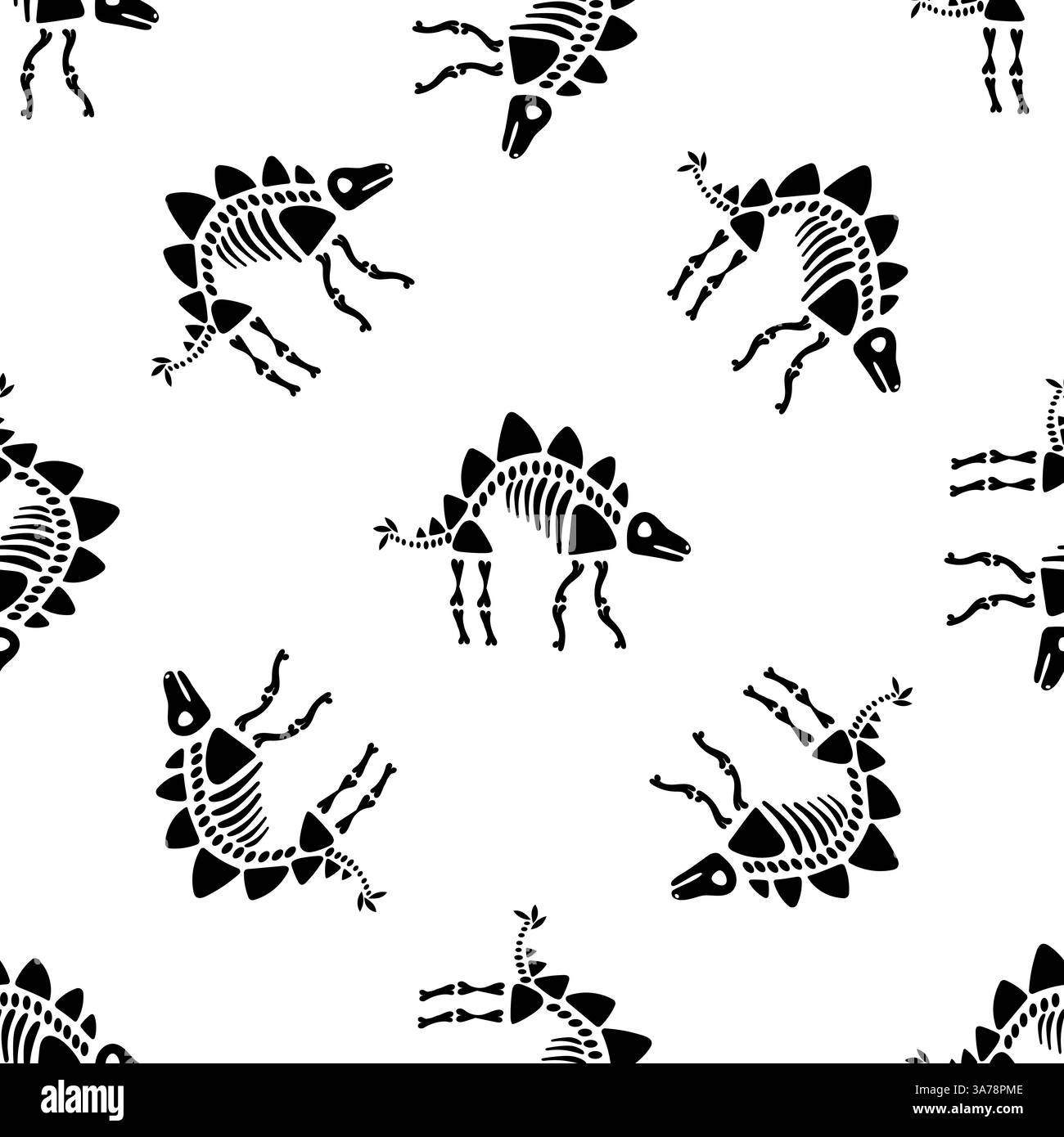 Stegosaurus Dinosaur Skeleton Seamless Pattern Repeating Background ...