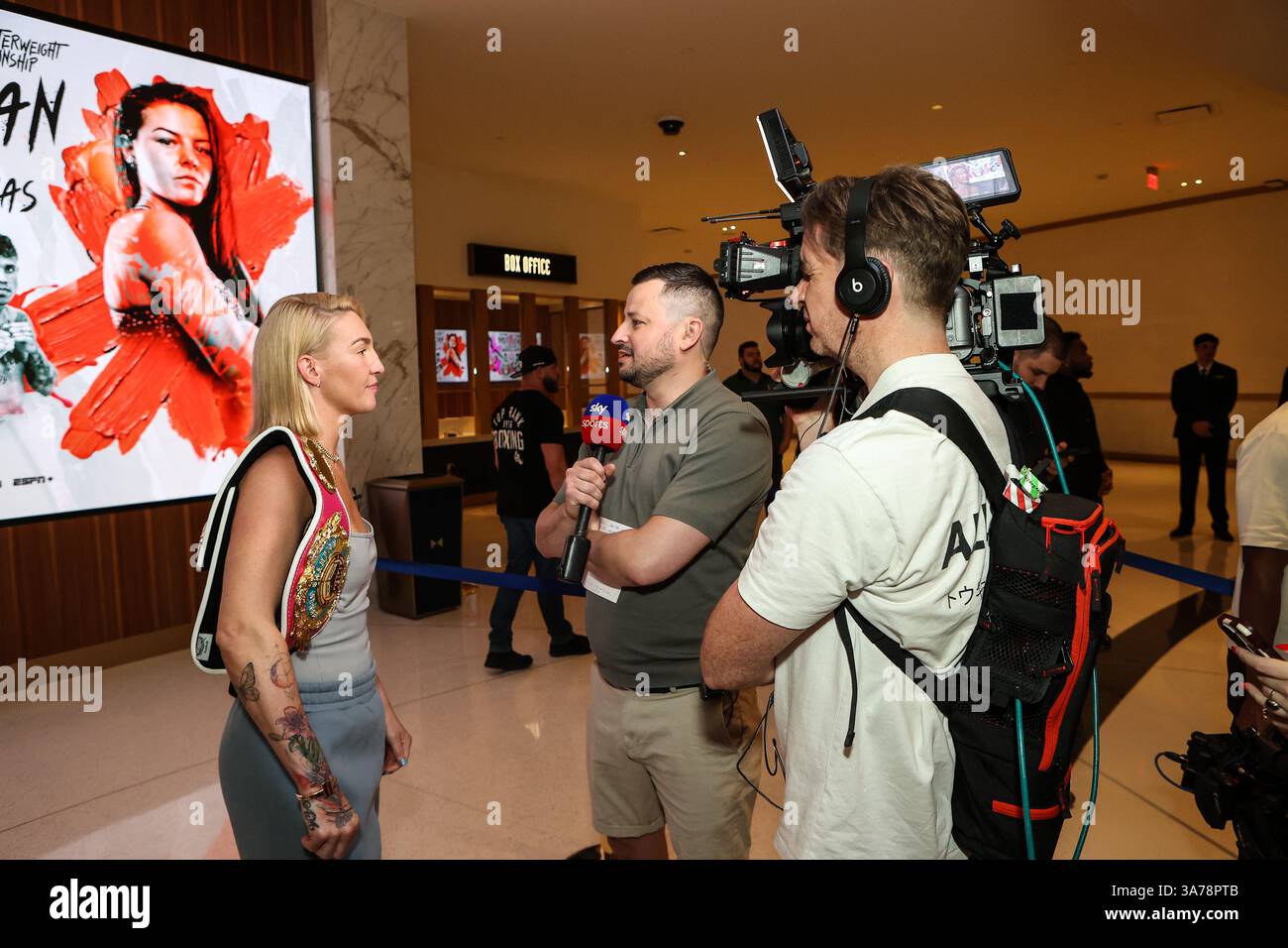 Las Vegas, NV, USA. 26th Mar, 2025. WBO welterweight champion Mikaela ...
