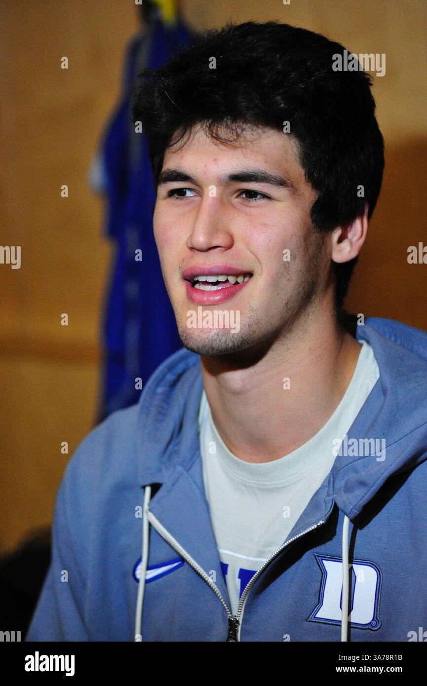 Duke's Stanley Borden giving an interview in the locker room on March ...