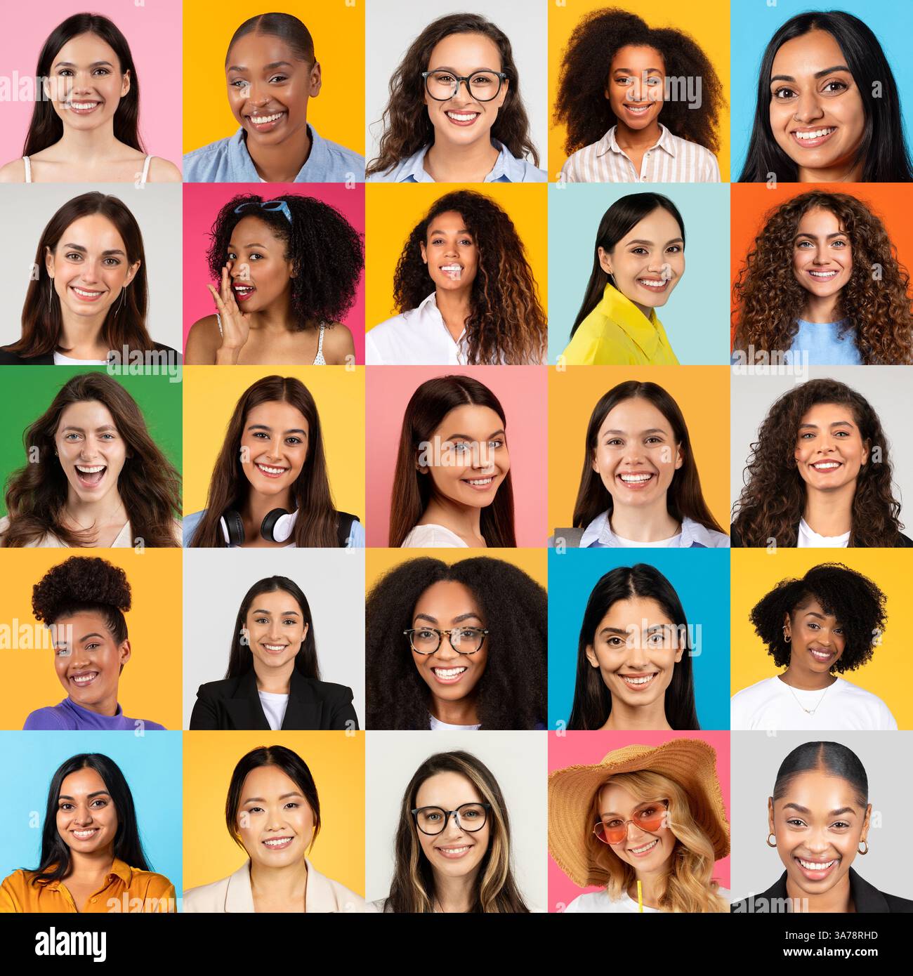 Celebrating diversity with a vibrant collage of smiling individuals ...