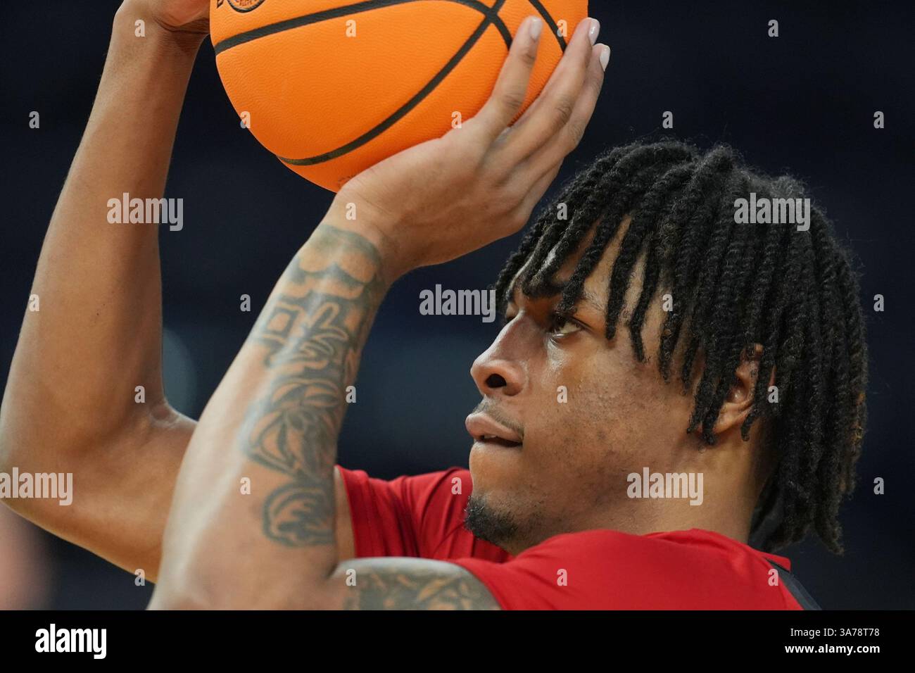 Texas Tech forward JT Toppin (15) shoots during practice Wednesday ...