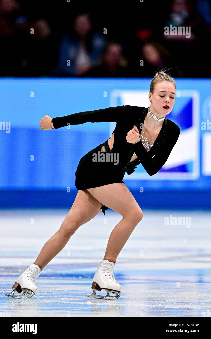 Anastasiia GUBANOVA (GEO), during Women Short Program, at the ISU World ...