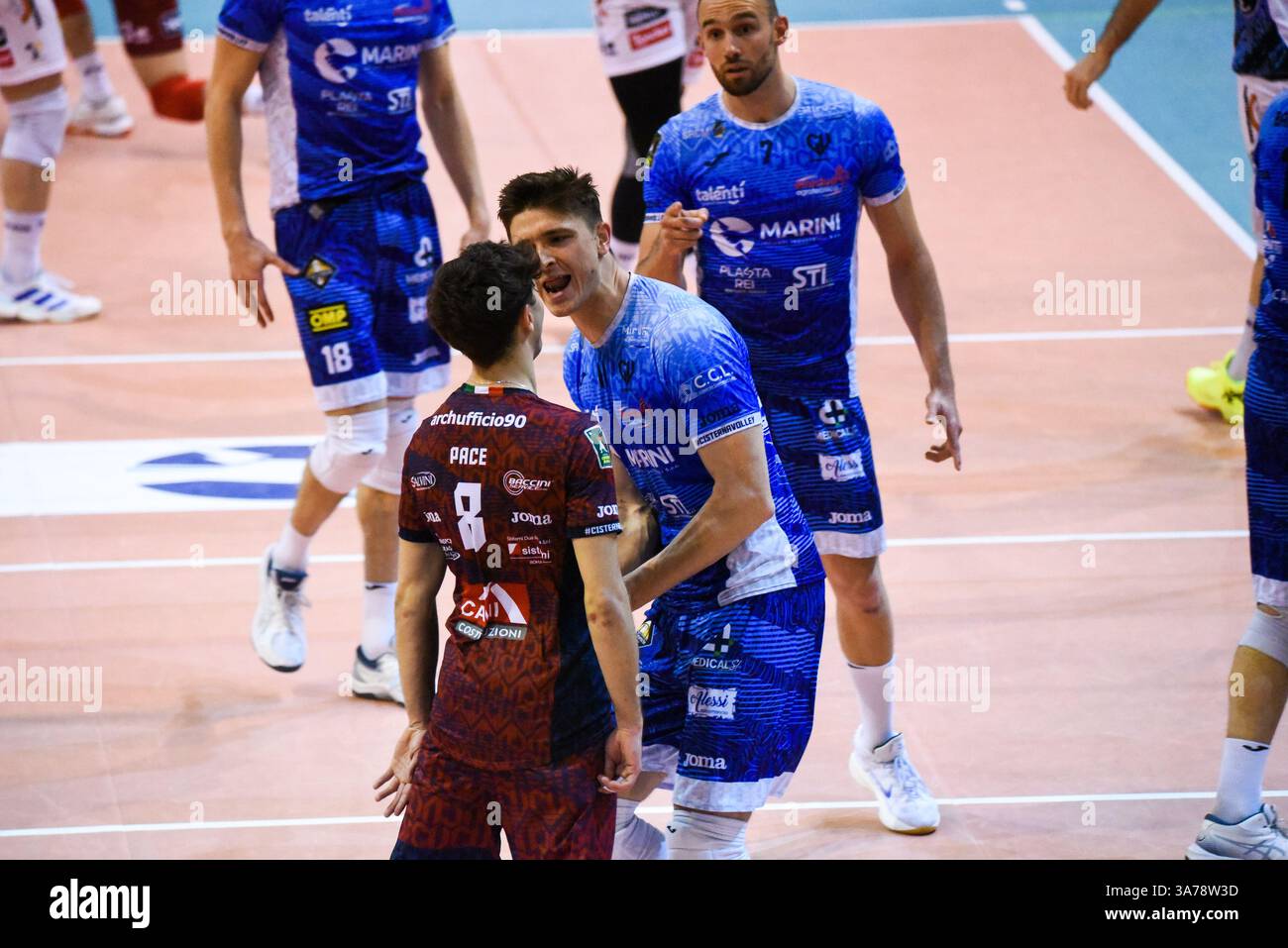 ( Cisterna Volley) Theo Faure exultation during Playoff Scudetto - Cisterna Volley vs Itas ...