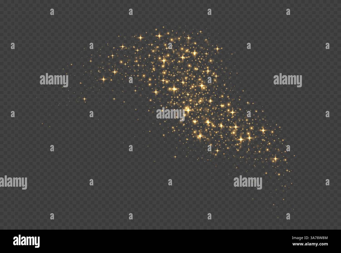 Golden sparkling stars, shiny particles light effect, transparent ...