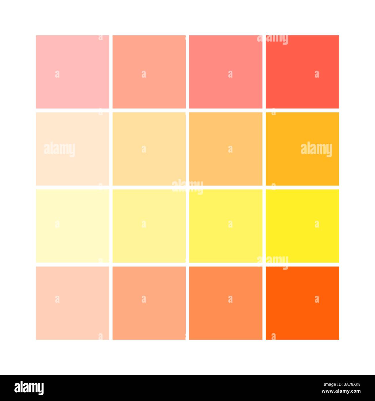 Color palette squares. Warm gradient shades. Vector grid arrangement ...