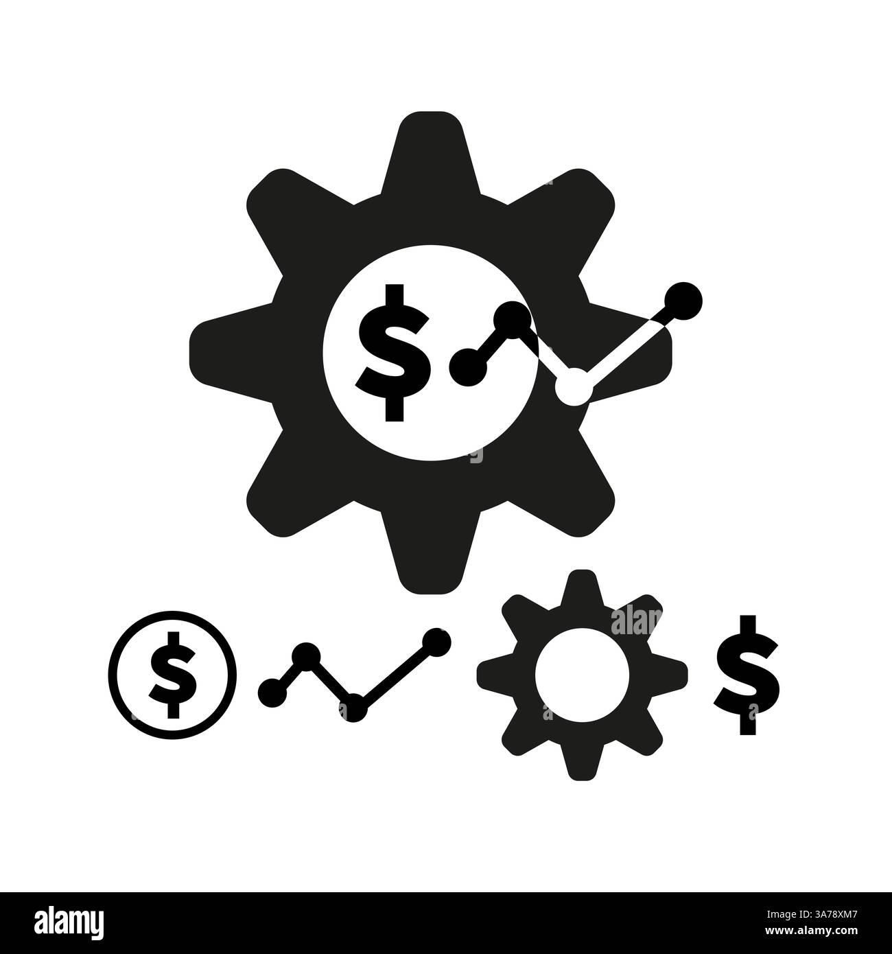 Gear and dollar icon. Business profit symbol. Graph connection vector ...