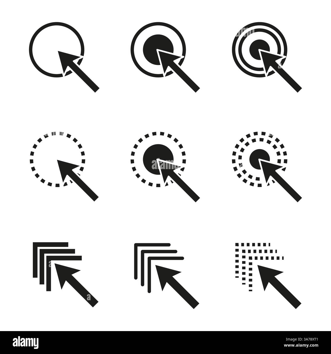 Cursor Click Icon Arrow Pointer Graphic Circular Selection Symbol Navigation Vector Stock