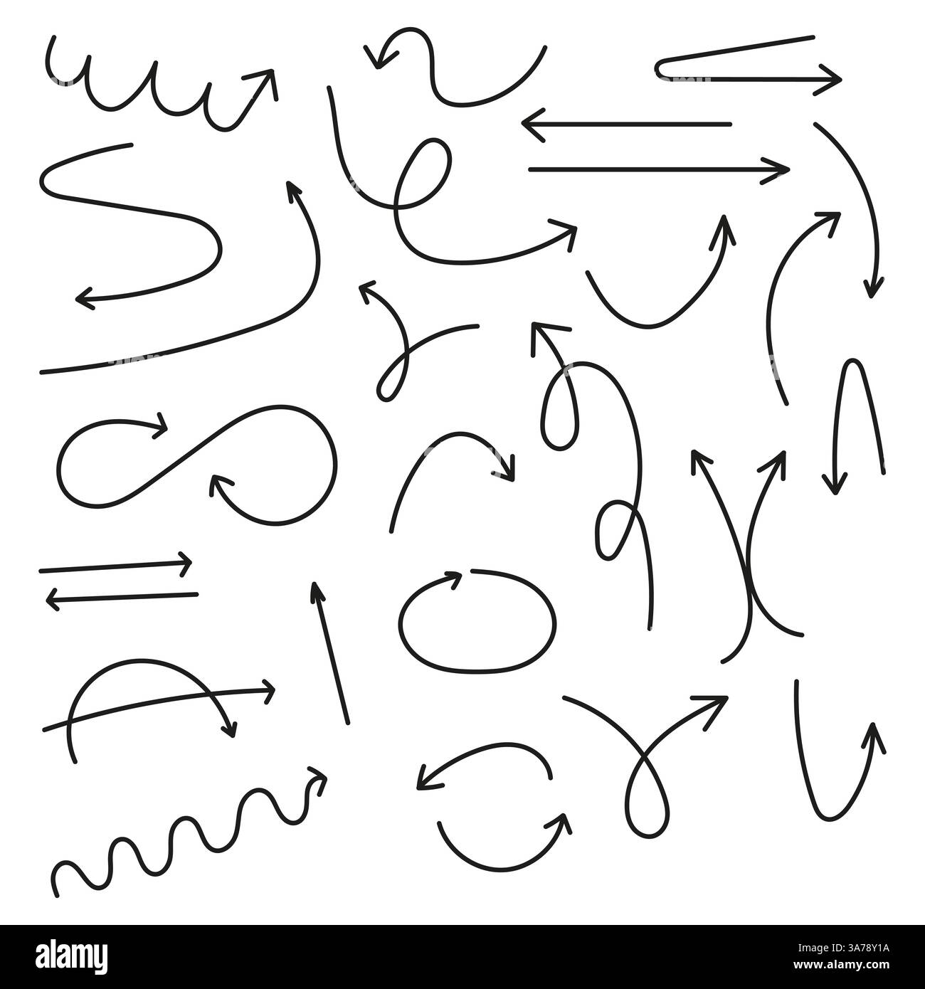 Arrow icon set. Curved arrow symbols. Dynamic motion arrows. Black ...