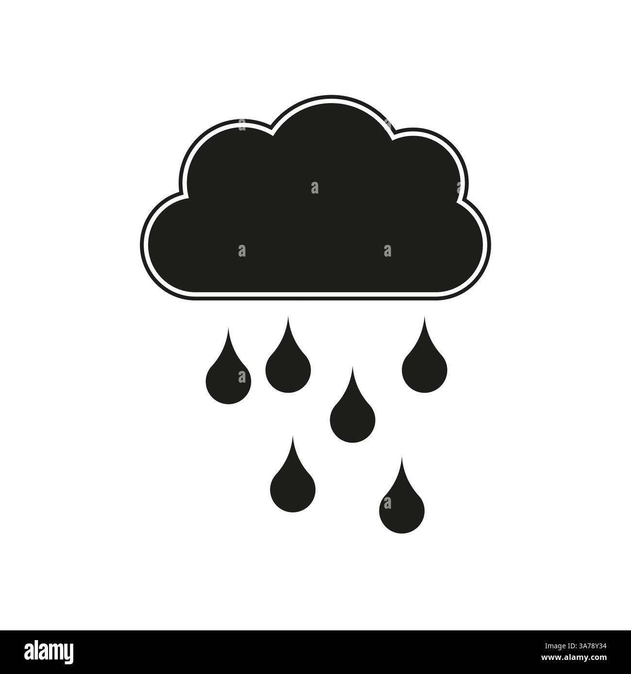 Rain cloud icon. Black droplet symbol. Weather forecast graphic ...