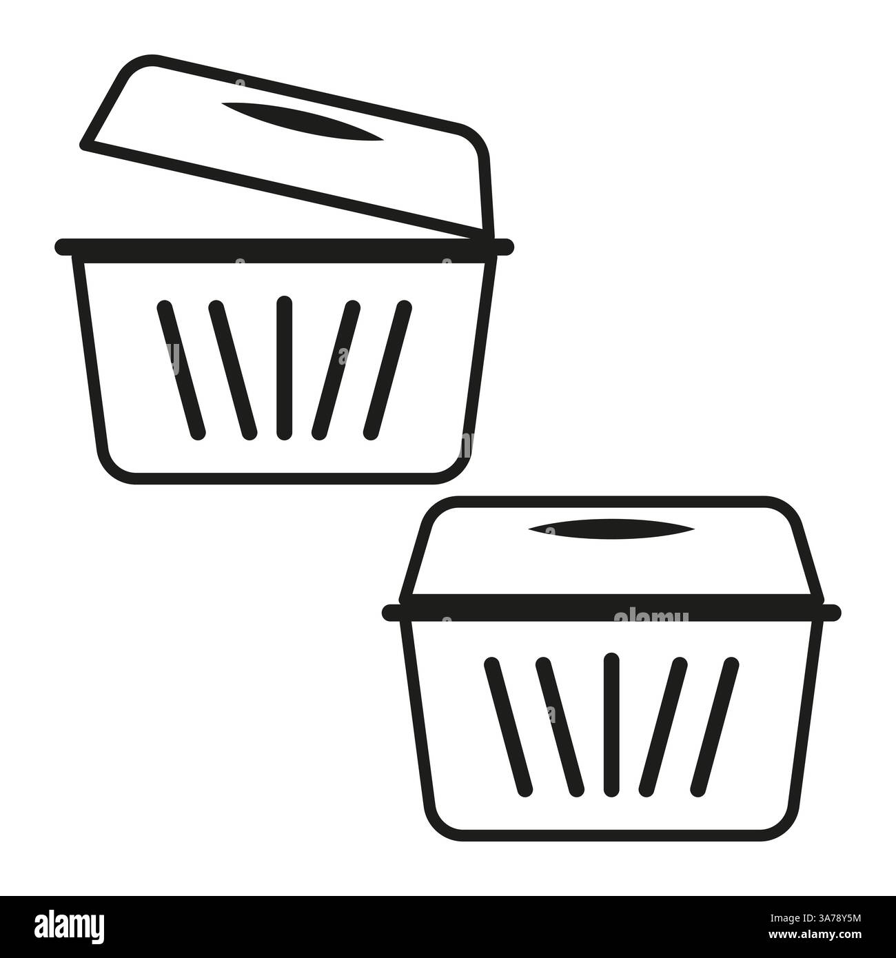 Shopping basket icon. Retail container symbol. Black line illustration ...