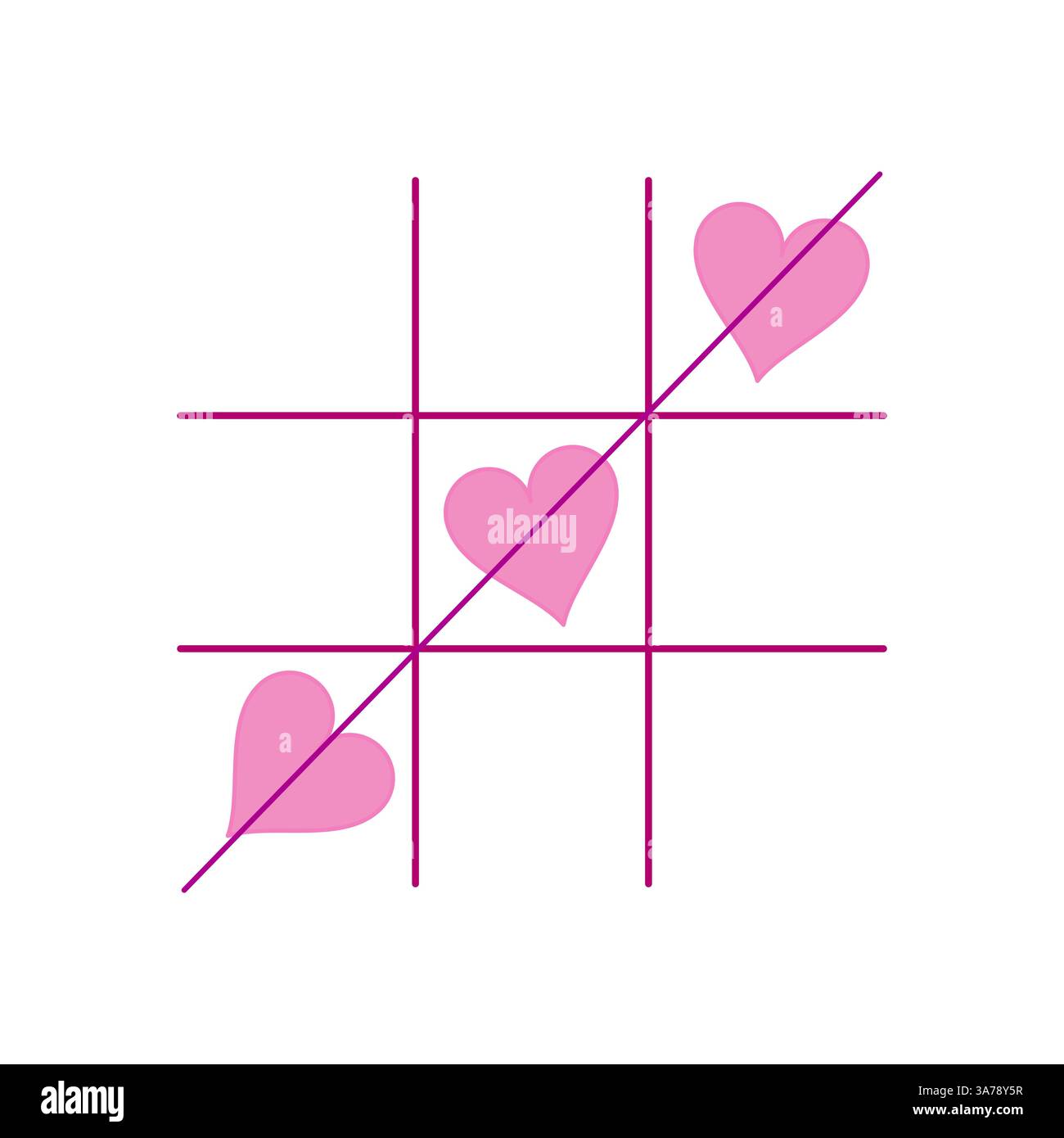 Tic tac toe. Love heart symbols. Romantic game design. Pink grid ...