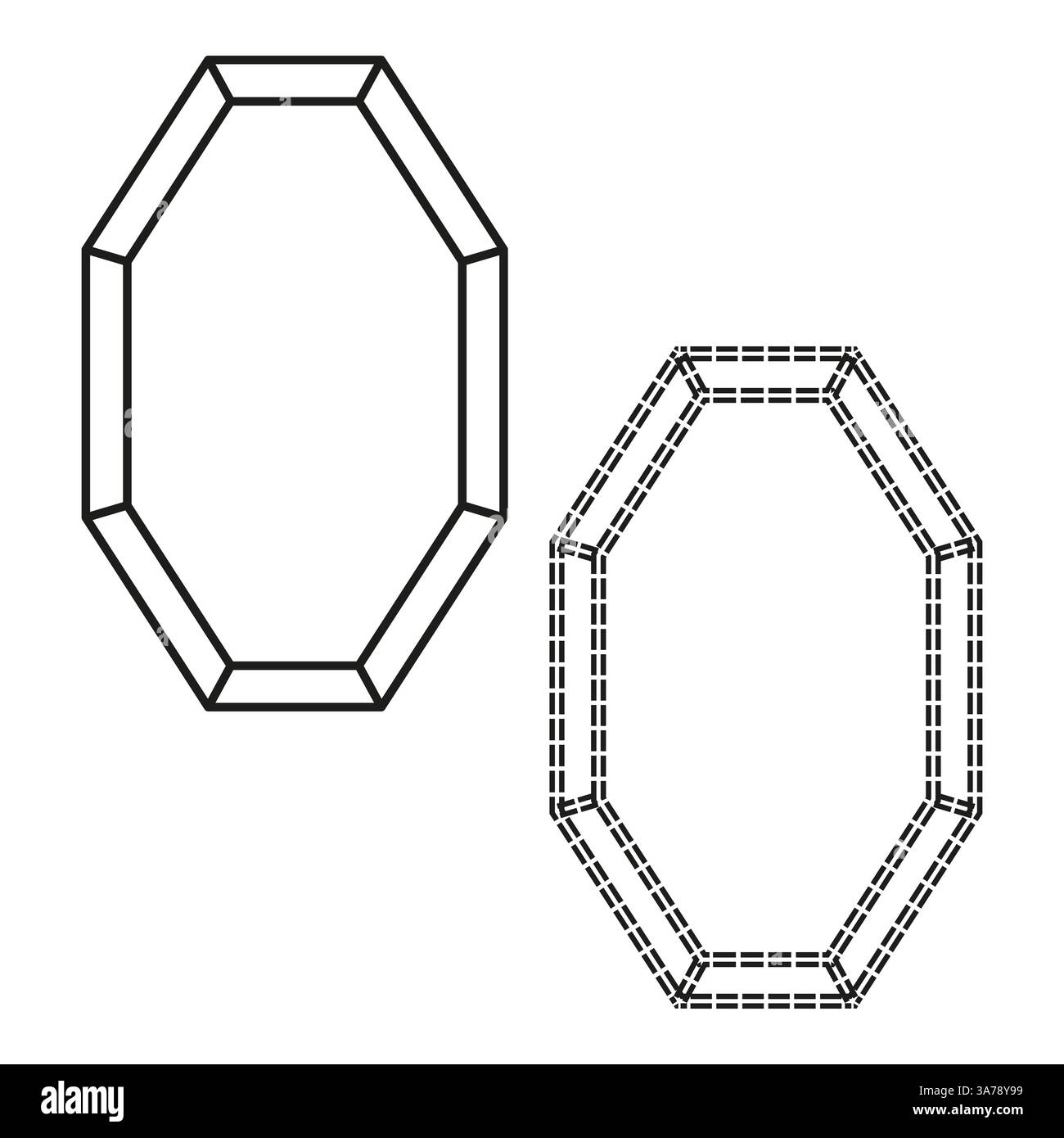 Octagon frame set. Geometric border symbol. Angular shape collection ...