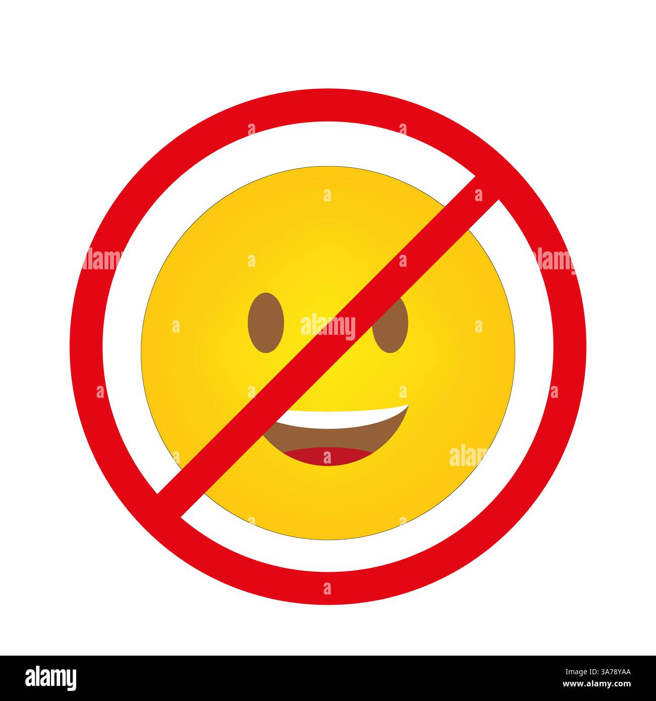 No smiley emoji. Prohibited emoticon icon. Warning red circle ...